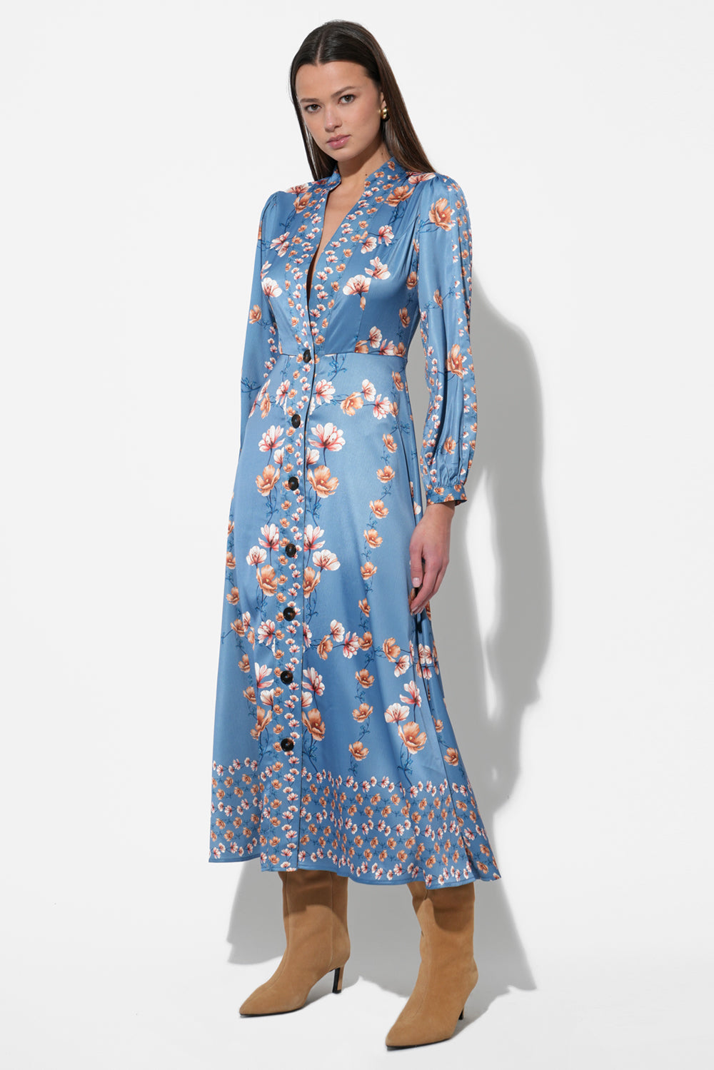 Jailyn Button Front Midi Dress | Adelyn Rae